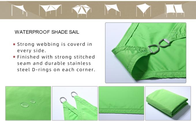 Polyester Fabric Triangle Sun Shade Sail Waterproof PU Coated